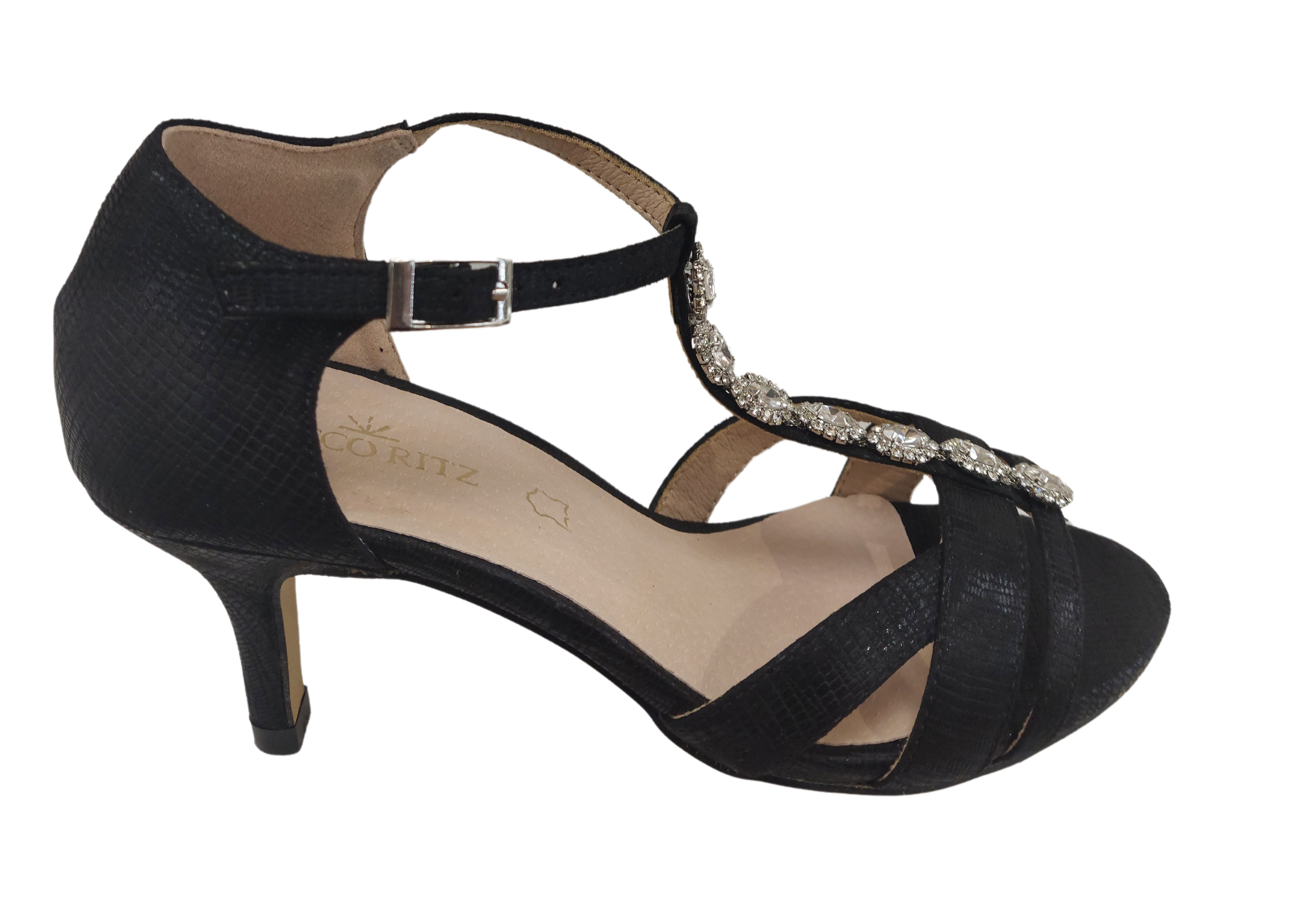 Coco Ritz Ladies Black Diamonte T-Bar Sandal 1007 – Finn Footwear